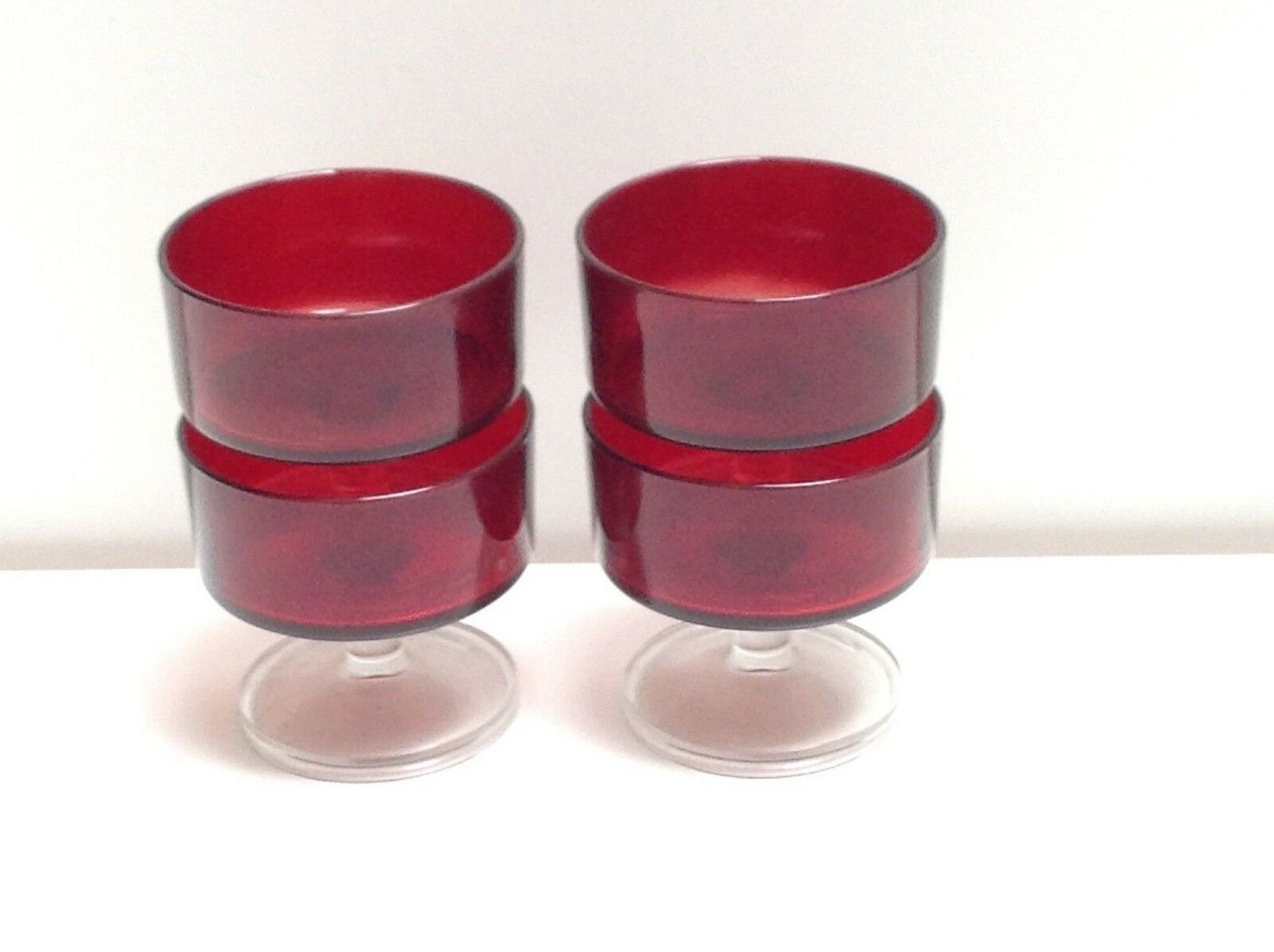 4 X Retro Luminarc French Ruby Red Glass Dessert Dishes - Etsy