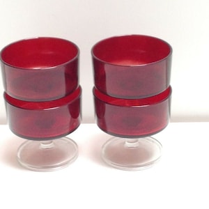 4 X Retro Luminarc French Ruby Red Glass Dessert Dishes - Etsy