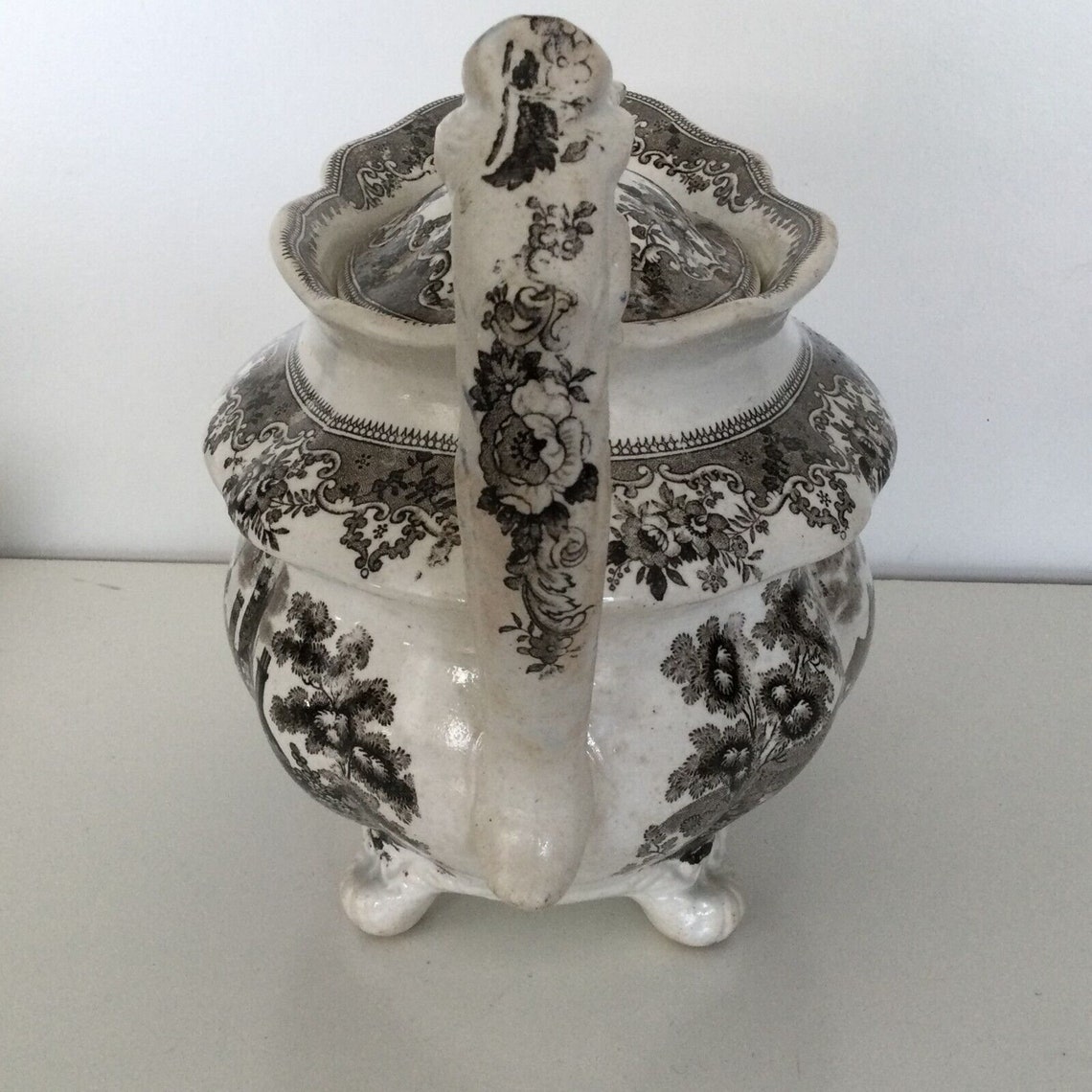 A Rare Brown and White Antique Transferware Teapot C. 1830 - Etsy