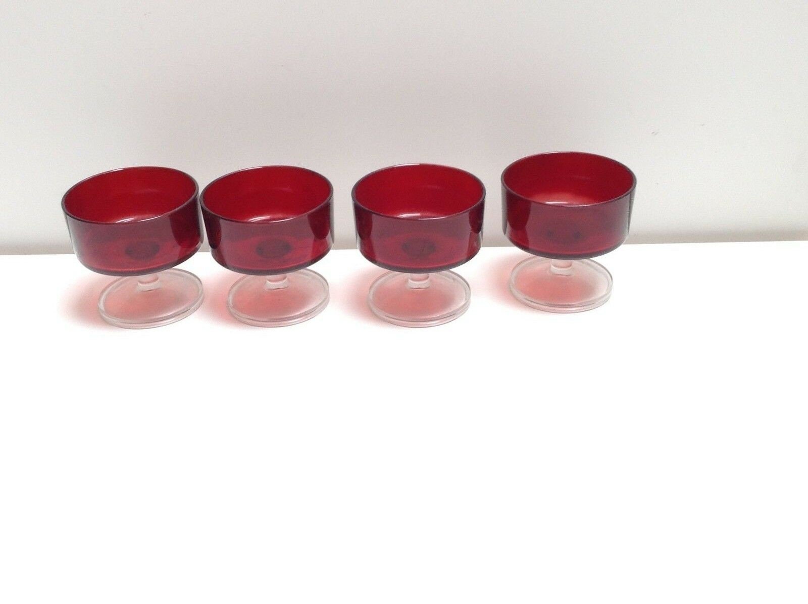 4 X Retro Luminarc French Ruby Red Glass Dessert Dishes - Etsy