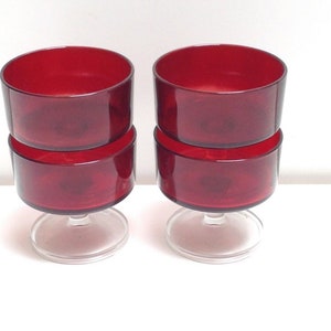 4 X Retro Luminarc French Ruby Red Glass Dessert Dishes - Etsy