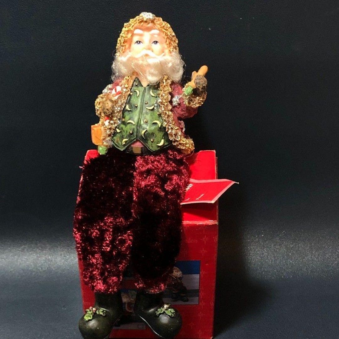 Vintage Salco “winter Wonders” Sitting Santa Figurine Velvet Pants ...