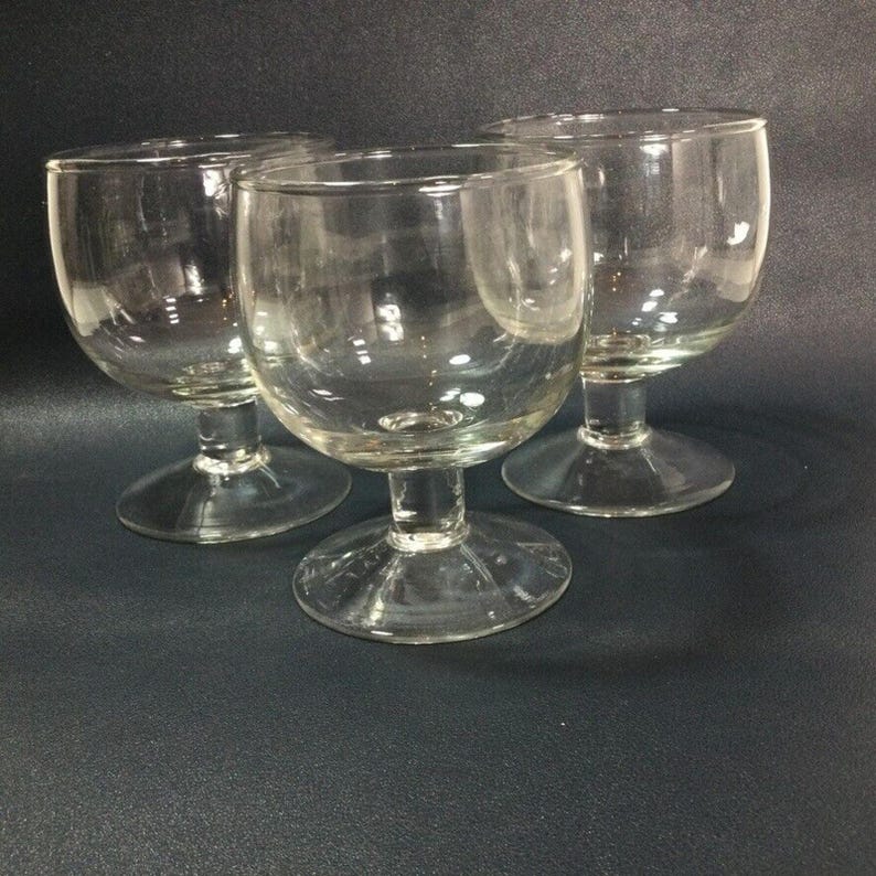 Vintage Squat & Heavy Wine Water Goblets X 3 - Etsy