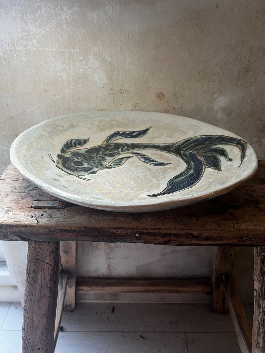 Handmade Ceramic Bowl, Hand Painted Bowl, Large Koi Bowl, Hand Made ...