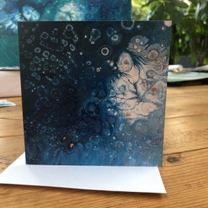 5 Cards, One Design, Blue Abstract Art Card, Unique Cards, Any Occasion ...