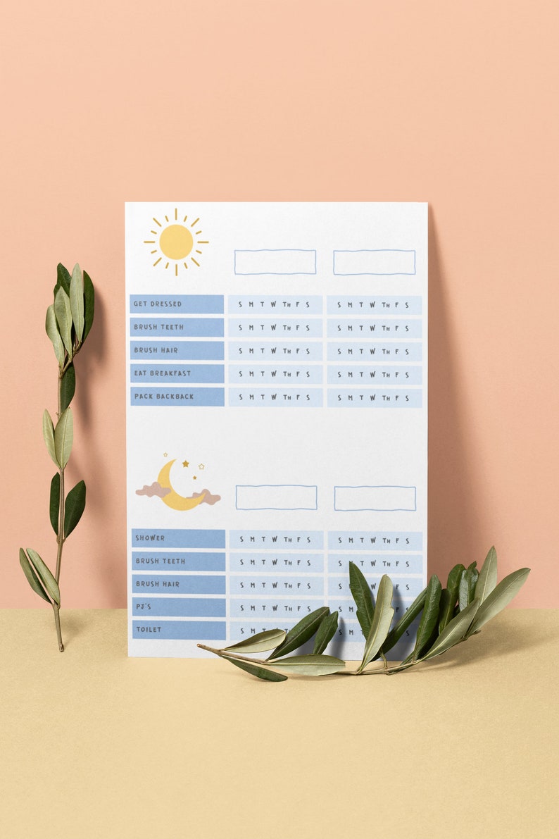 Morning and Night Chore Chart for Kids / Good Morning Bedtime - Etsy