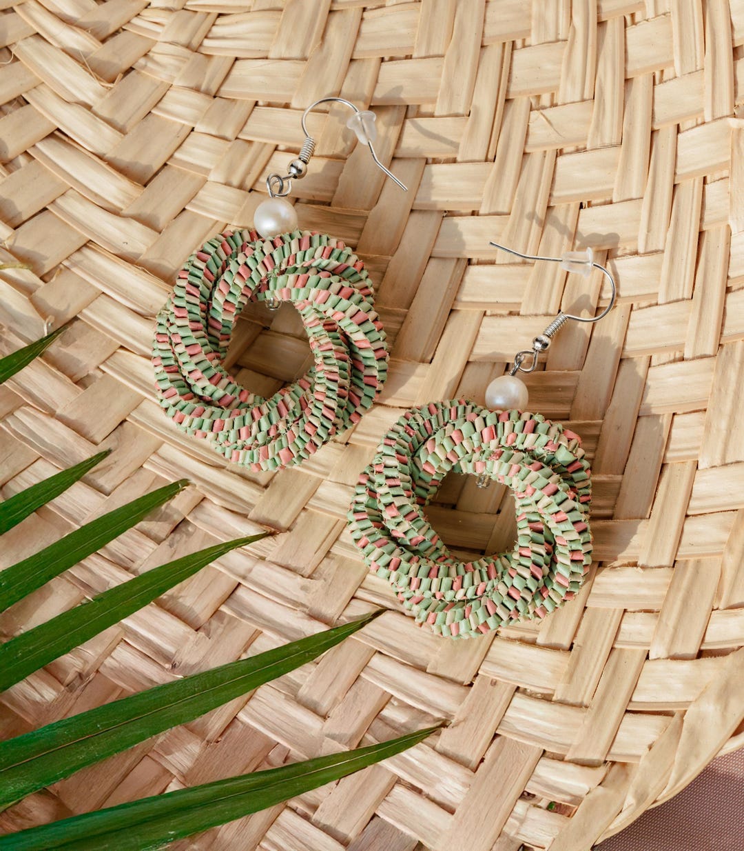 Philippines Agsam Woven Loop Palm Leaf Earrings Filipino Jewelry - Etsy