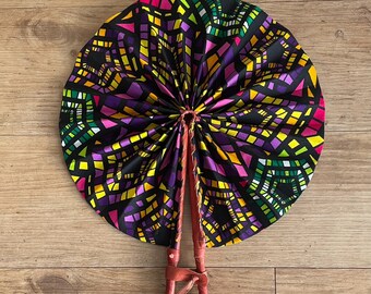 African Print Folding Hand Fan/ African Print Fan/ Handmade Leather - Etsy