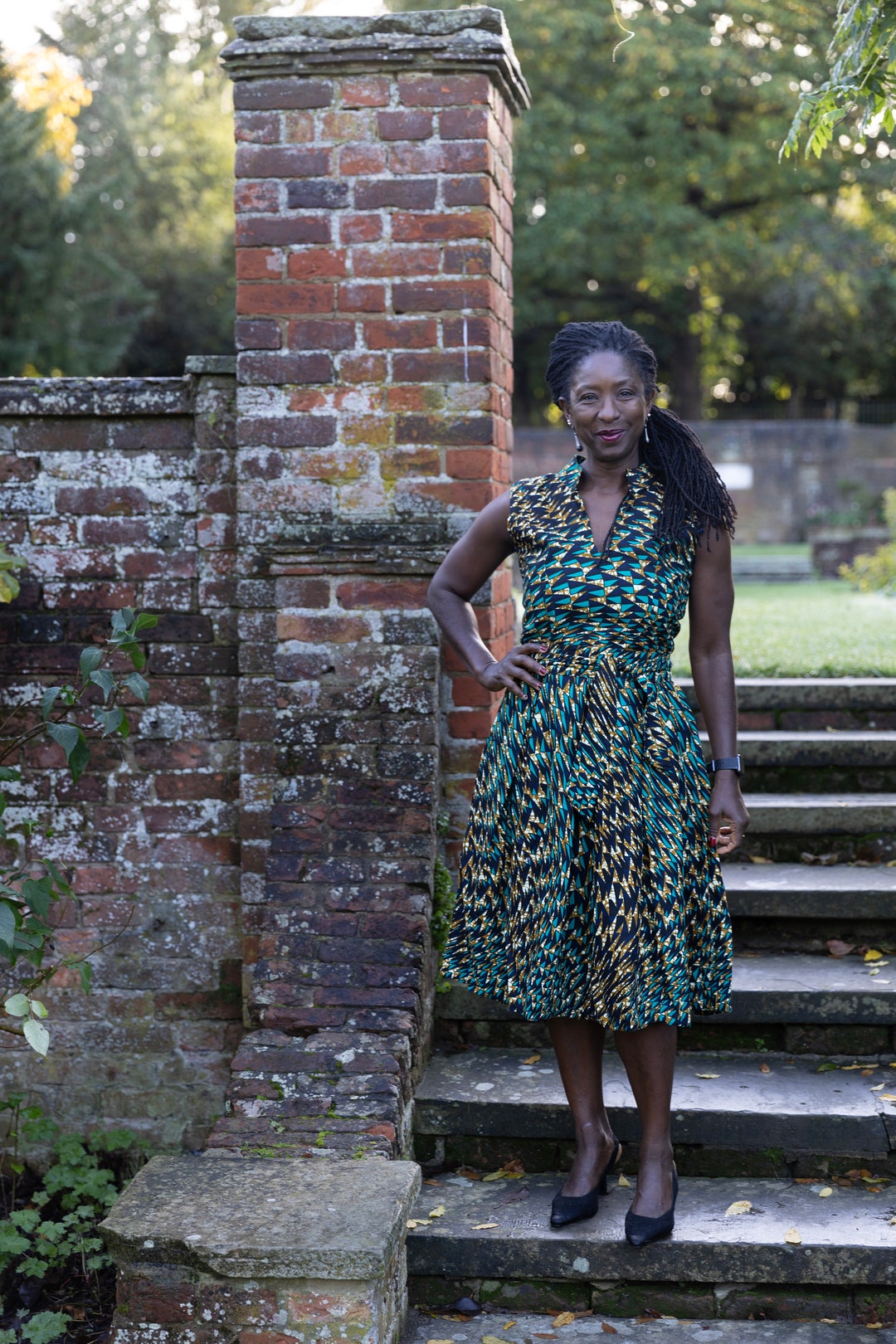 JANE African Print Sleeveless Midi Dress | African Clothing for Women ...