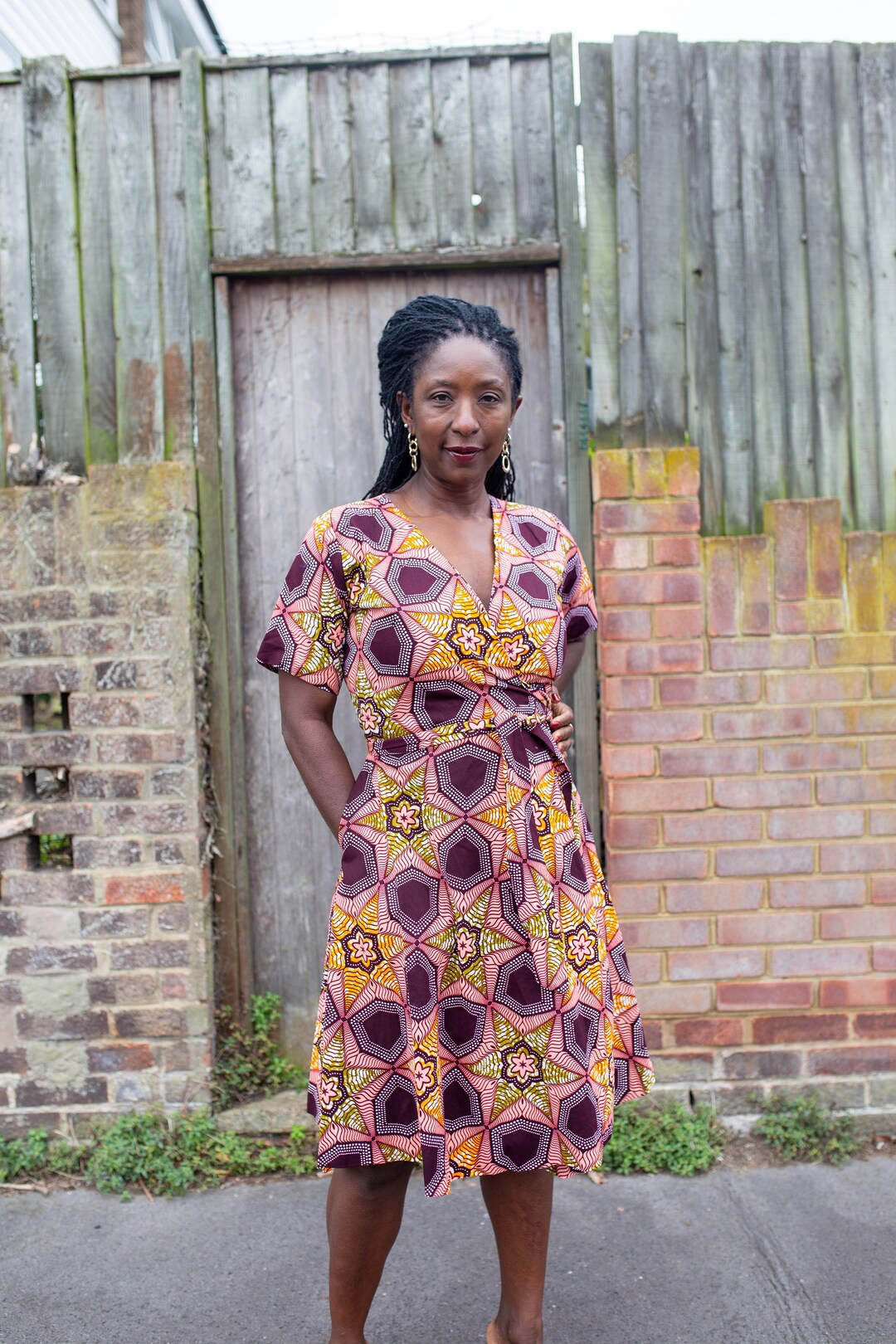 Dayo African Print Pink Midi Wrap Dress African Clothing For Women Etsy