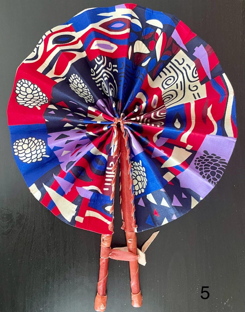 Handmade Leather Fan | African Print Fan| Ankara Fabric Fan| African ...