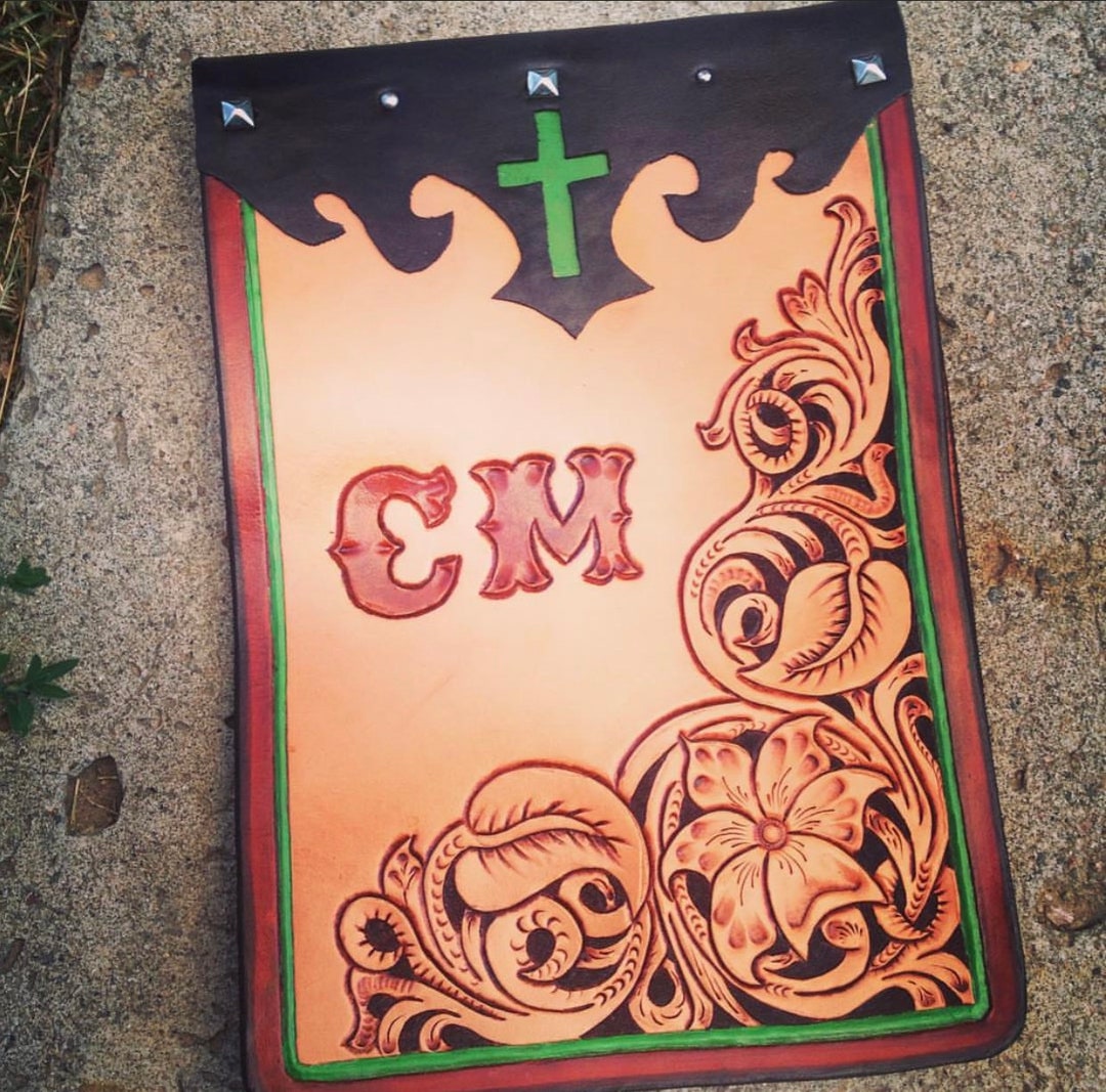 Custom Leather Hand Tooled Portfolio Notebook Cover - Etsy