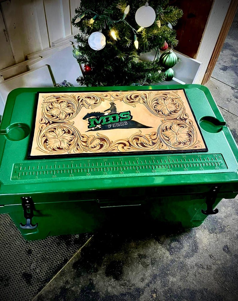Custom Hand Tooled Leather Cooler Lid - Etsy