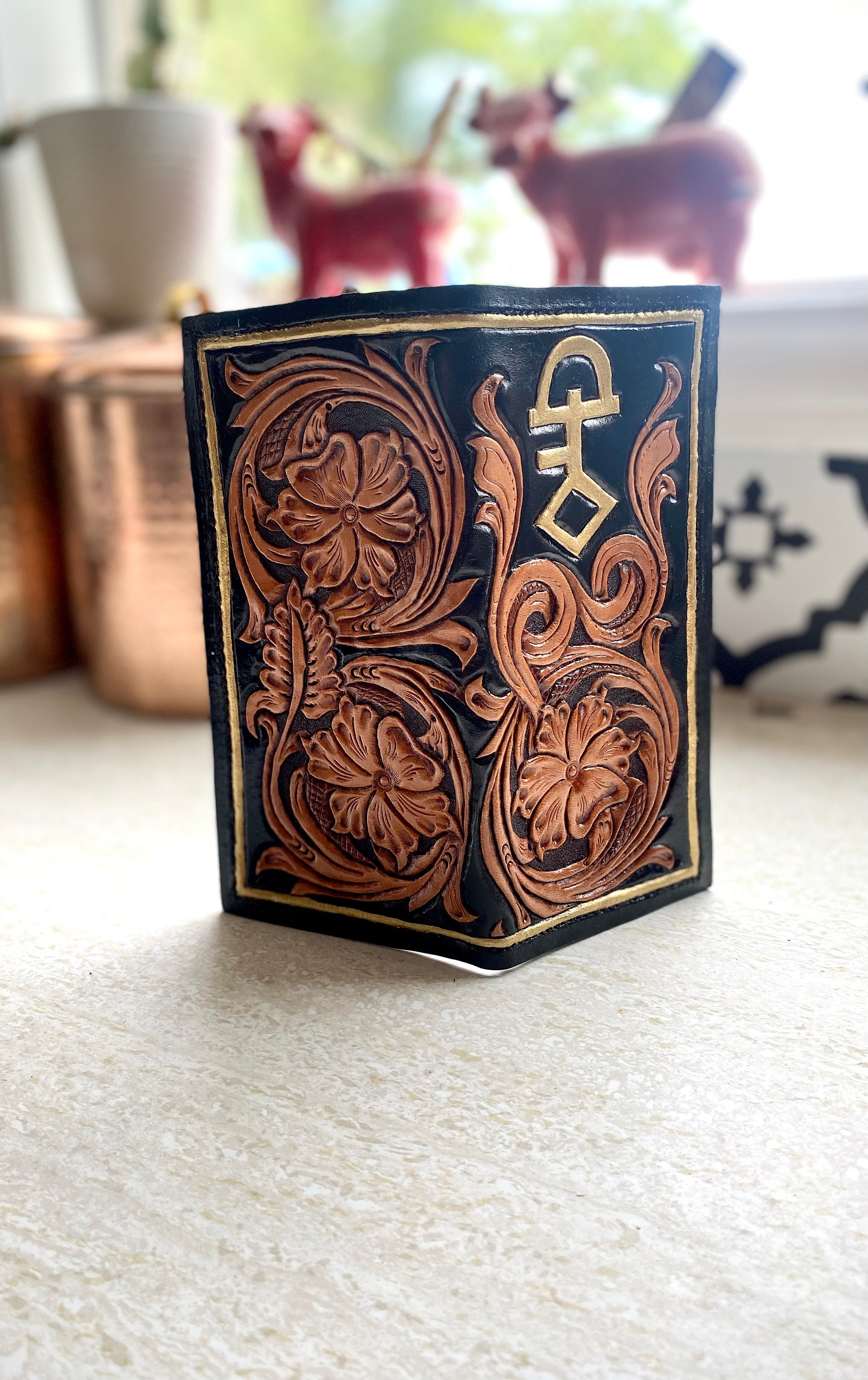 Custom Hand Tooled Leather Western Checkbook - Etsy