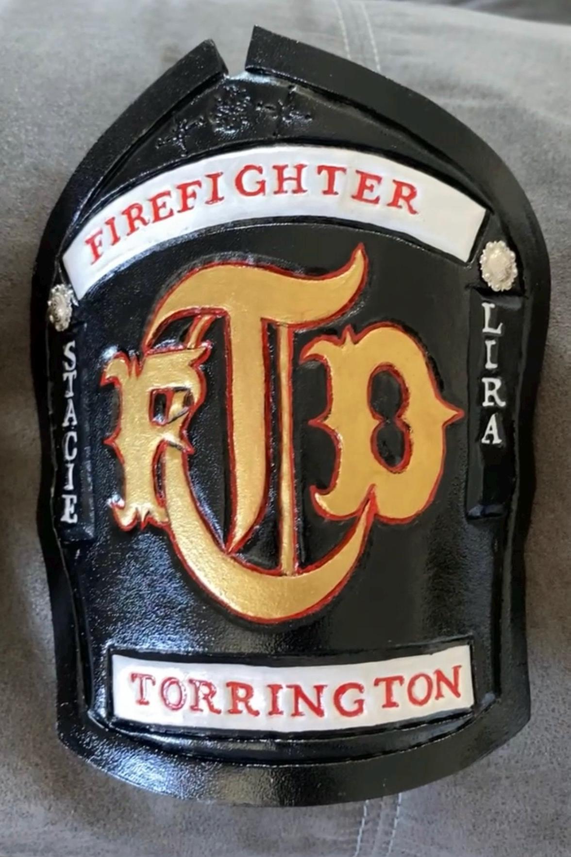Leather Custom Fire Shields - Personalized Fire Department Helmet ...