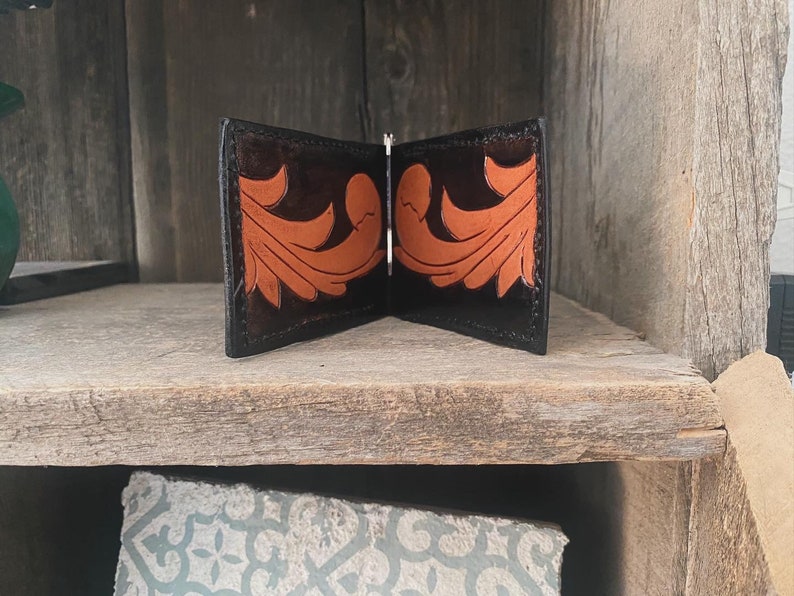 Custom Hand Tooled Leather Money Clip Western Wallet - Etsy