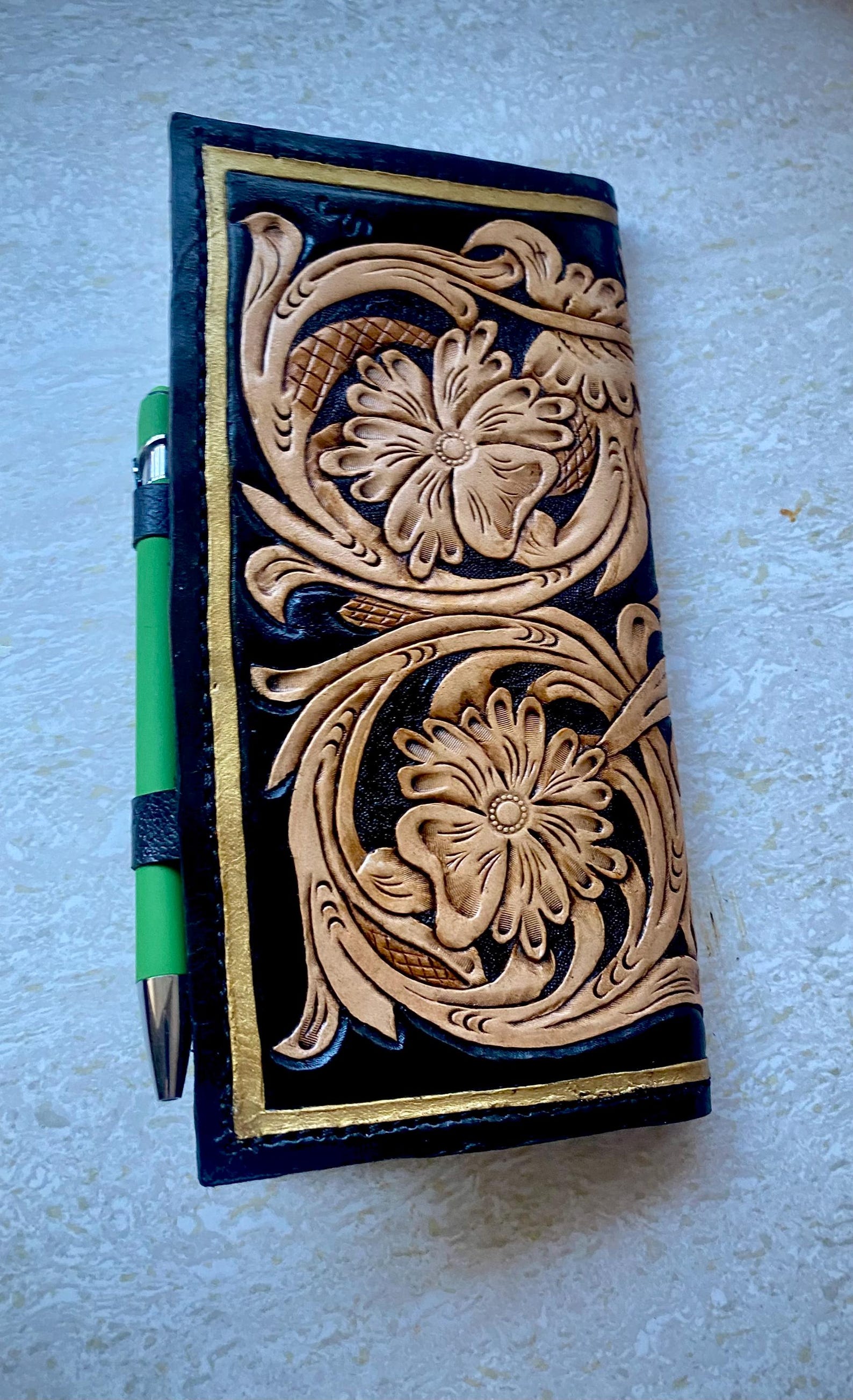 Custom Hand Tooled Leather Western Checkbook Cover - Etsy