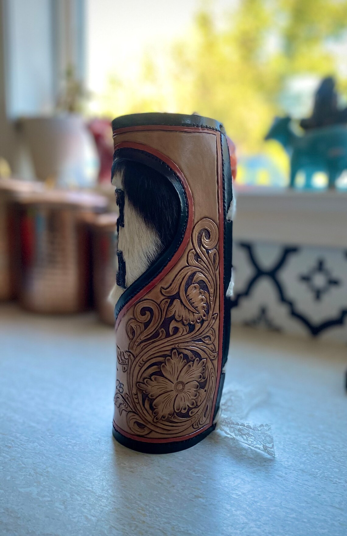 Custom Hand Tooled Bouquet Leather Wrap - Etsy