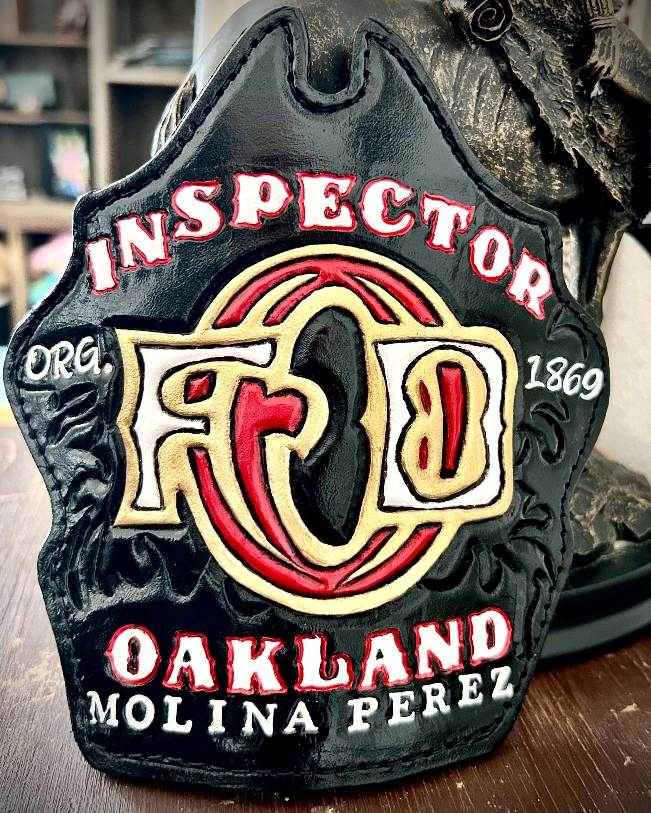 Leather Custom Fire Shields - Personalized Fire Department Helmet ...
