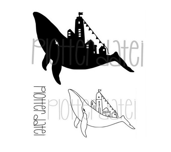 Plotterdatei Wal mit Dorf in png svg und jpg - Etsy.de