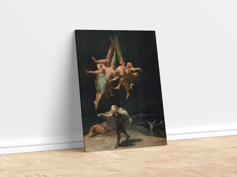 Stretched Canvas Print | Witches Flight by Francisco De Goya (1798 ...