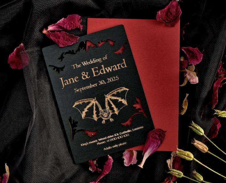 Personalized Bats Wedding Invitations in Bulk • Keepsake Wedding Decore ...