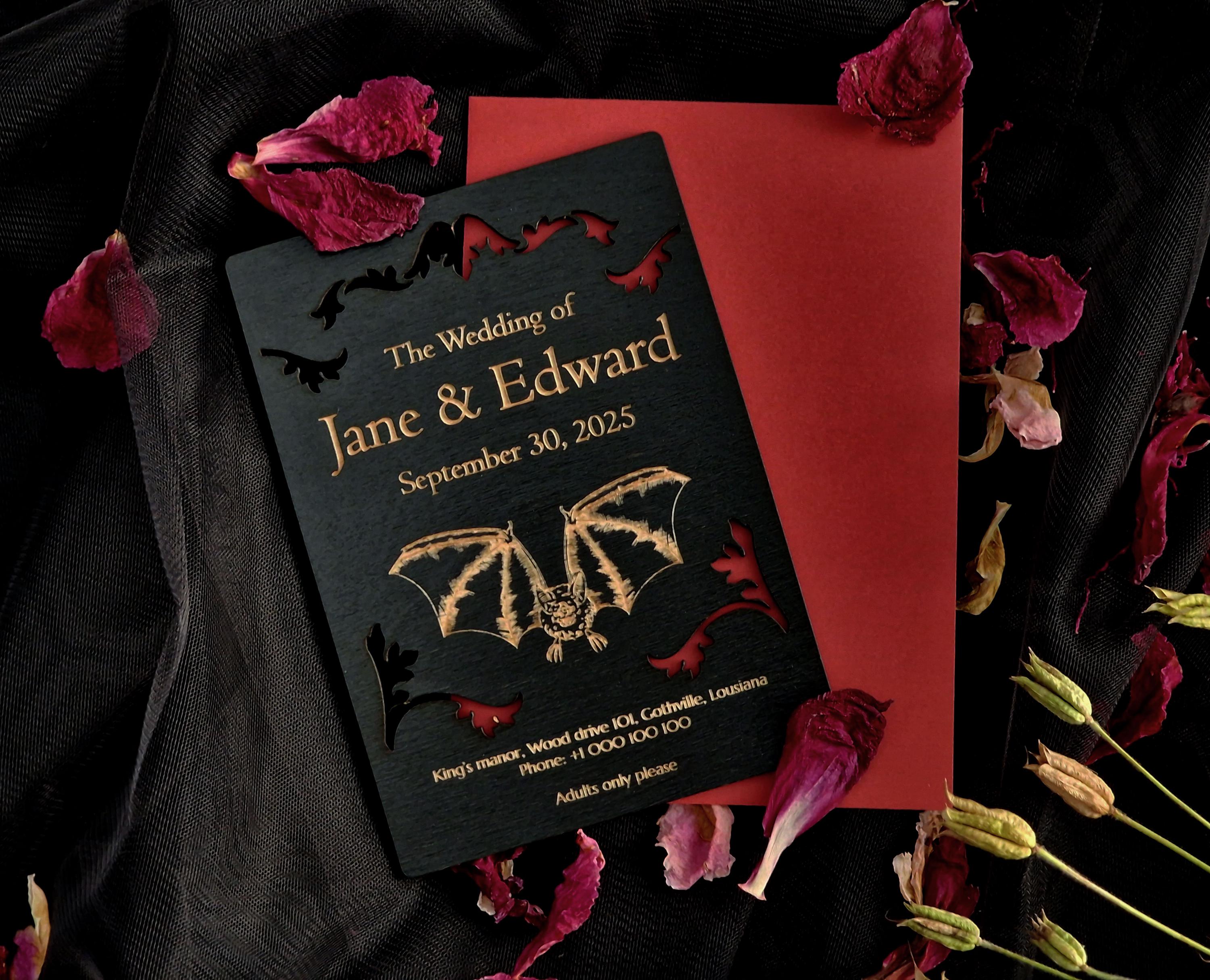 Personalized Bats Wedding Invitations in Bulk • Keepsake Wedding Decore ...