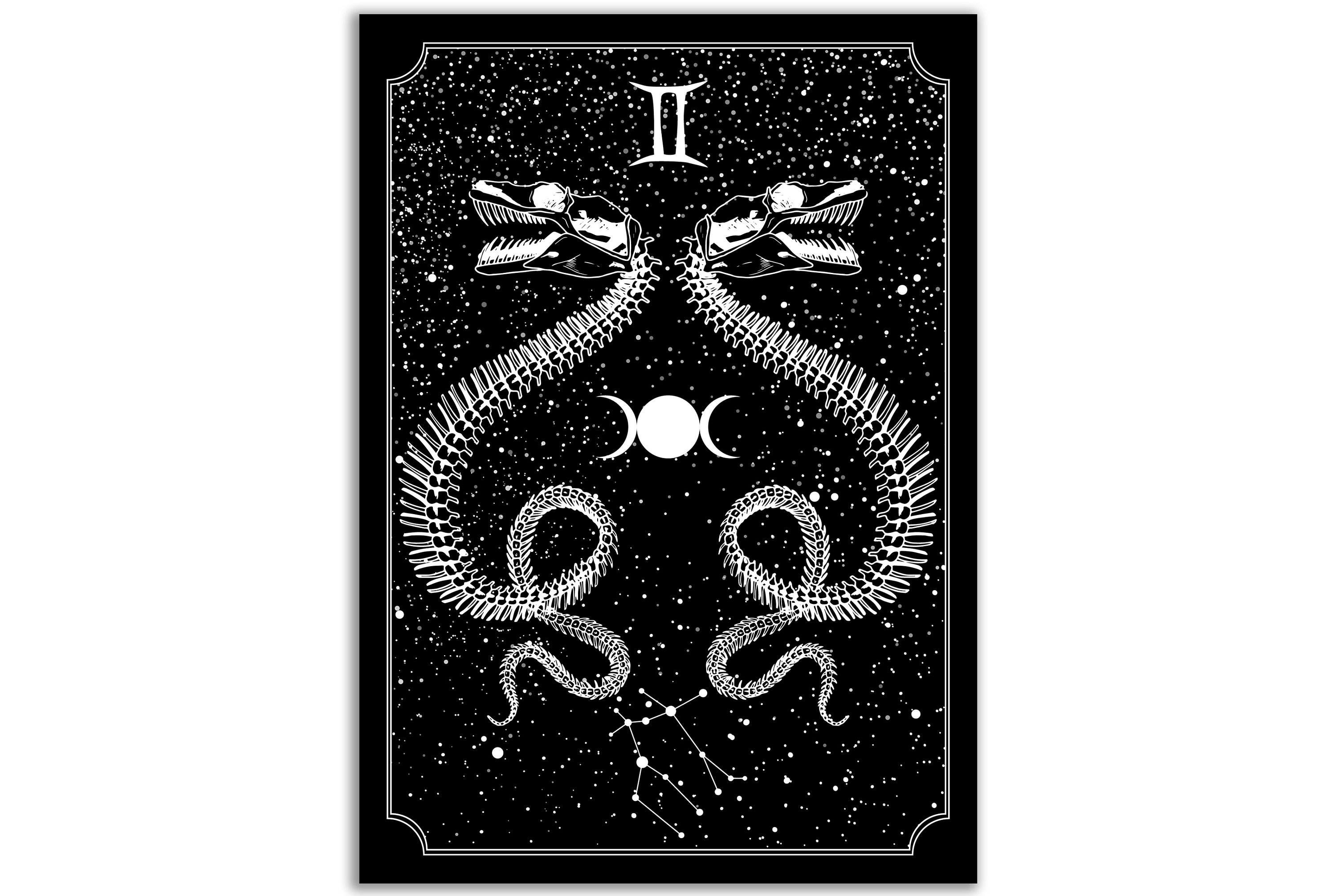 Gemini original art print / wall art / zodiac print / gothic | Etsy