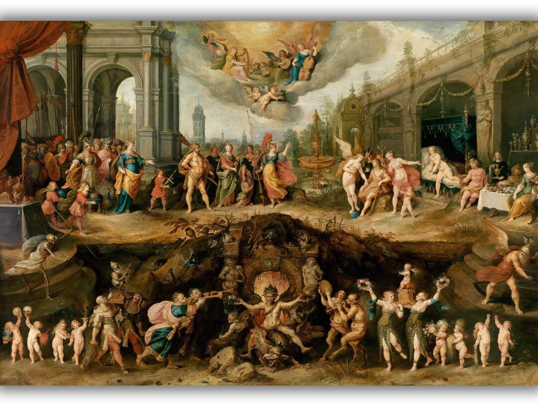 Mankind's Eternal Dilemma by Frans Francken Canvas Print 1633 Classical ...