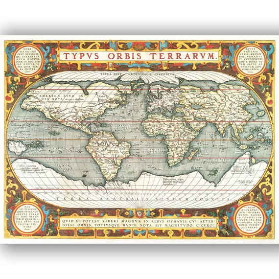 World Map 1587 Art Print | Etsy