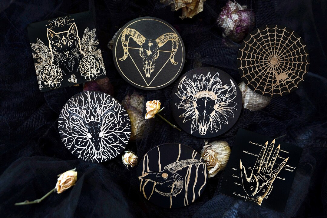 Mix & Match Wooden Coaster Set Laser Cut Engraving Gothic - Etsy