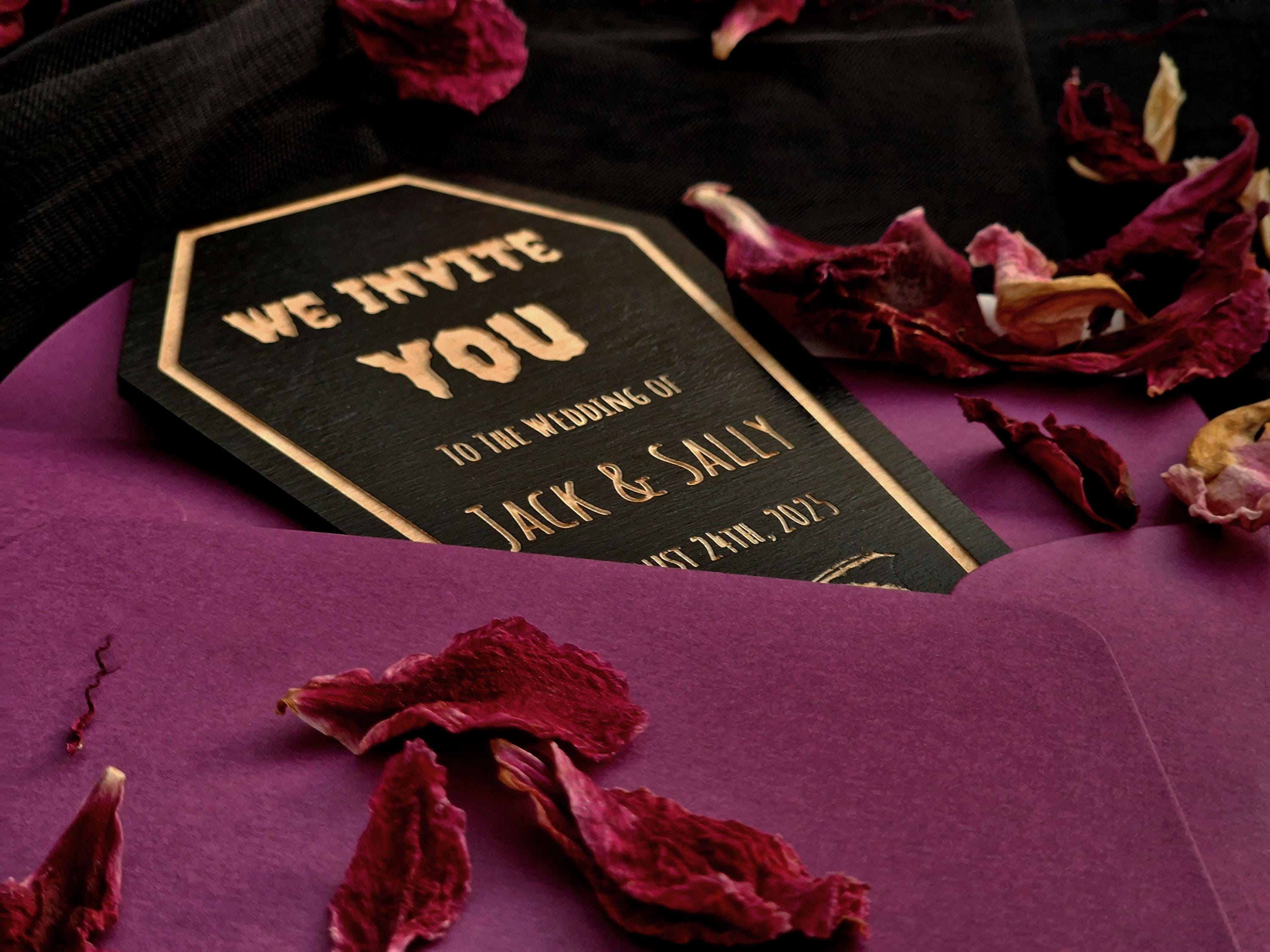 Personalized Coffin Wedding Invitations in Bulk • Wooden Wedding ...