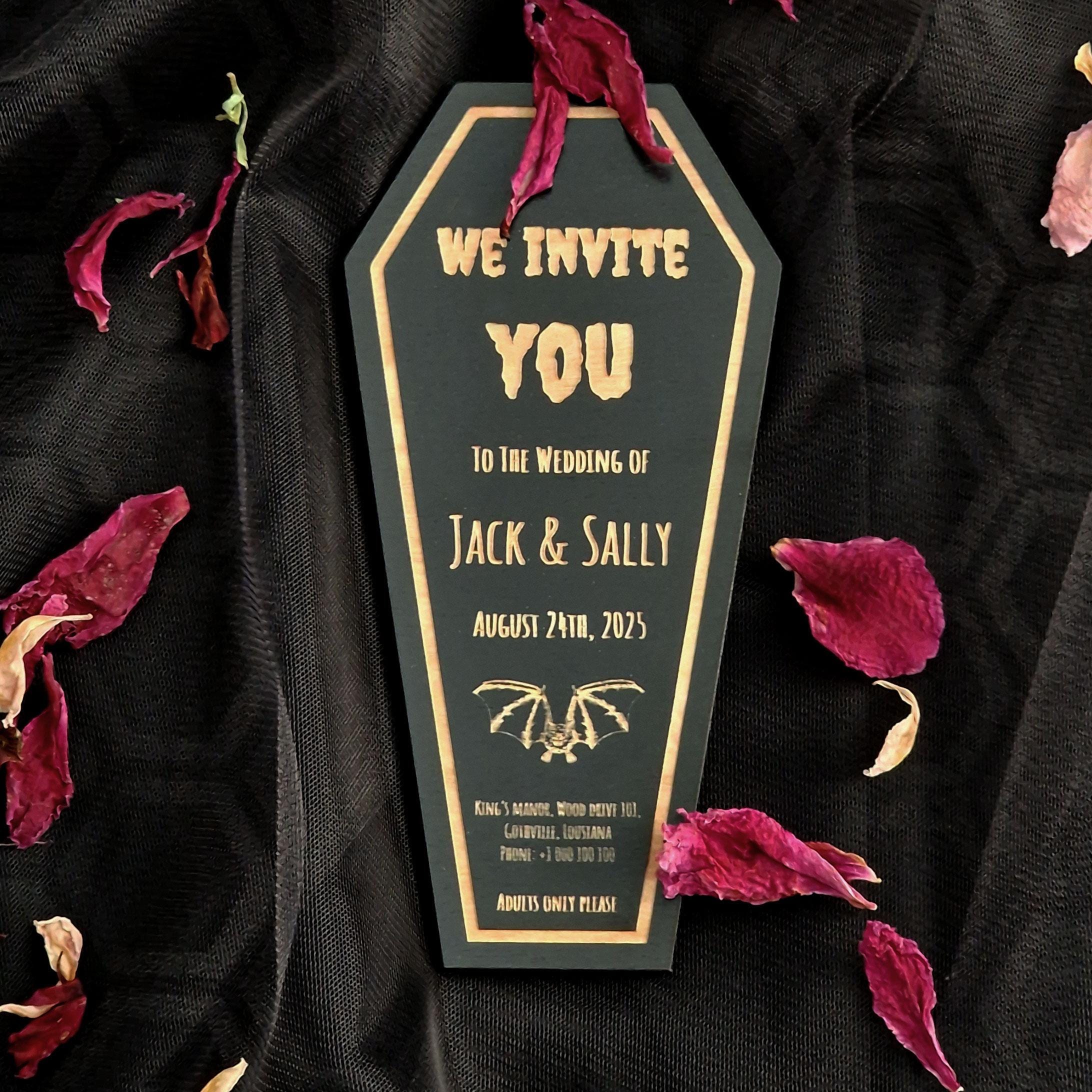 Personalized Coffin Wedding Invitations in Bulk • Wooden Wedding ...