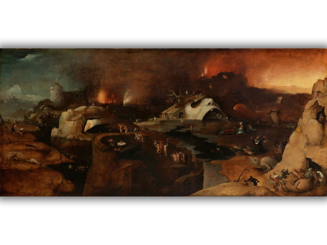 Christs Descent Into Hell by Follower of Hieronymus Bosch Canvas Print 1500s Classical Fine Art ...