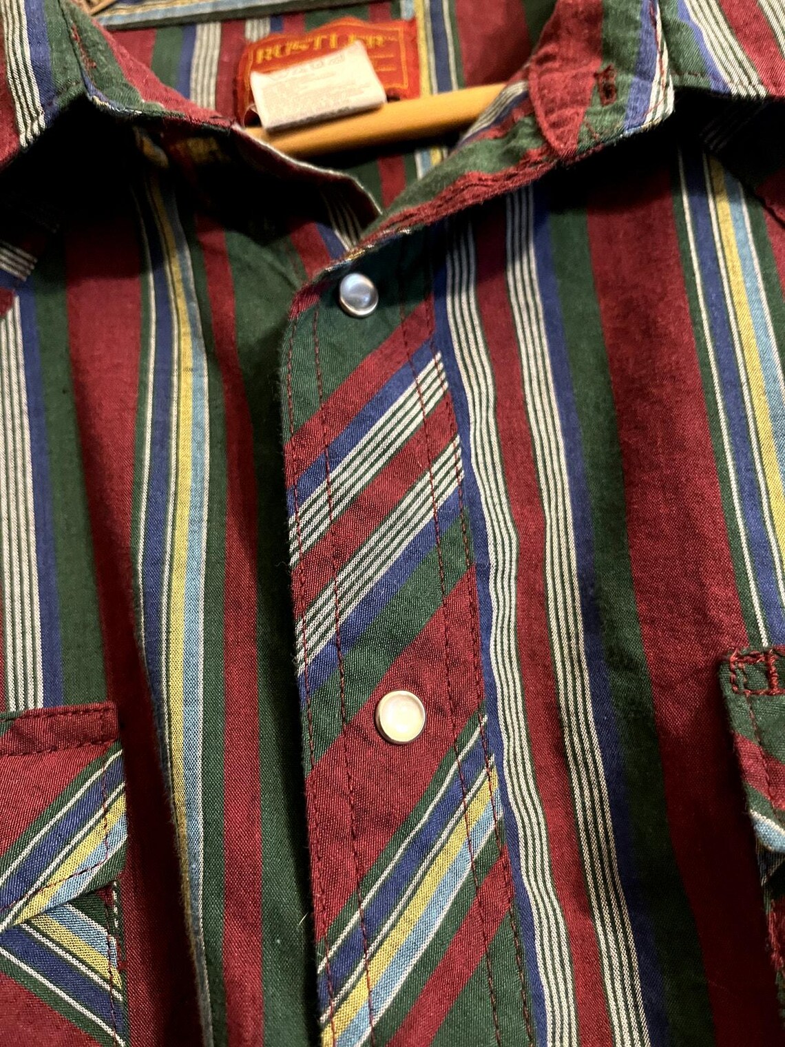 Vintage Rustler Shirt Mens XXL Western Pearl Snap Striped X Long Tails ...