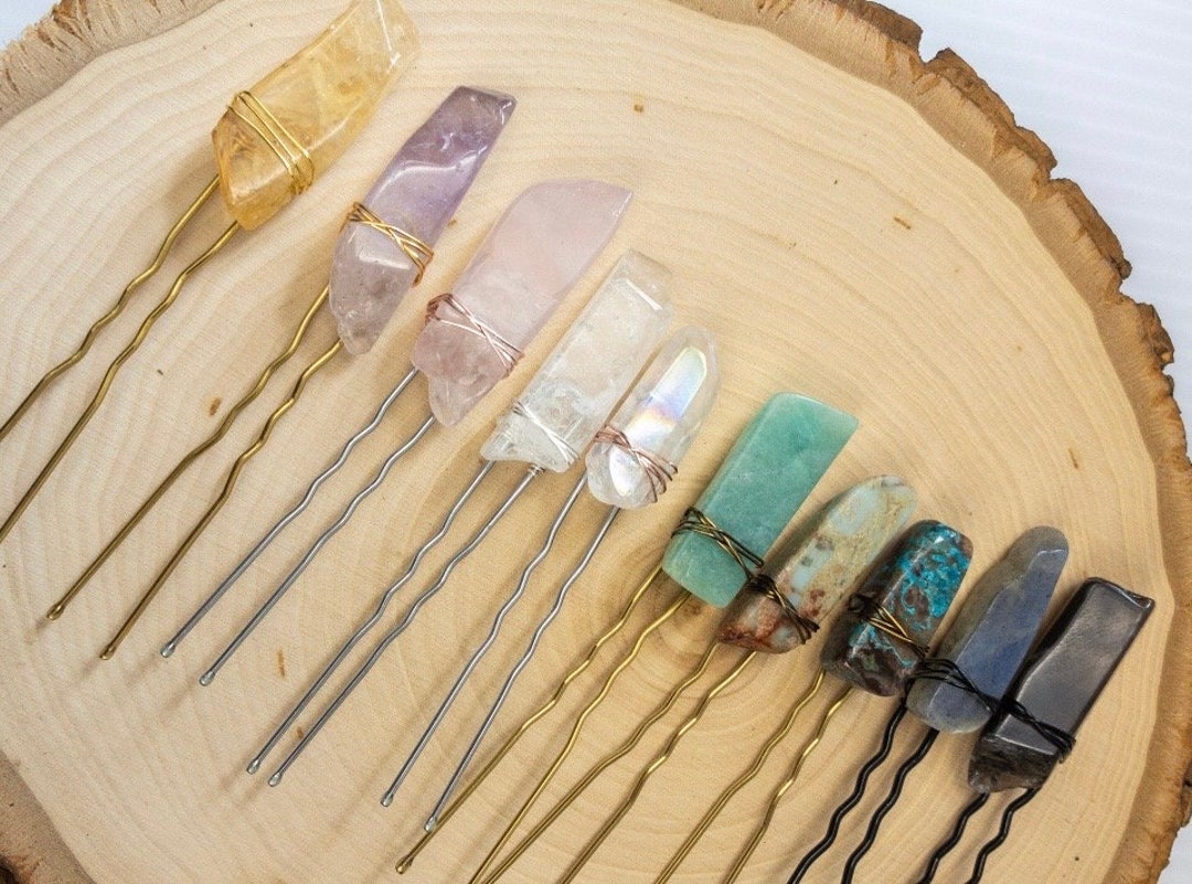 Gemstone Hair Pins - Etsy