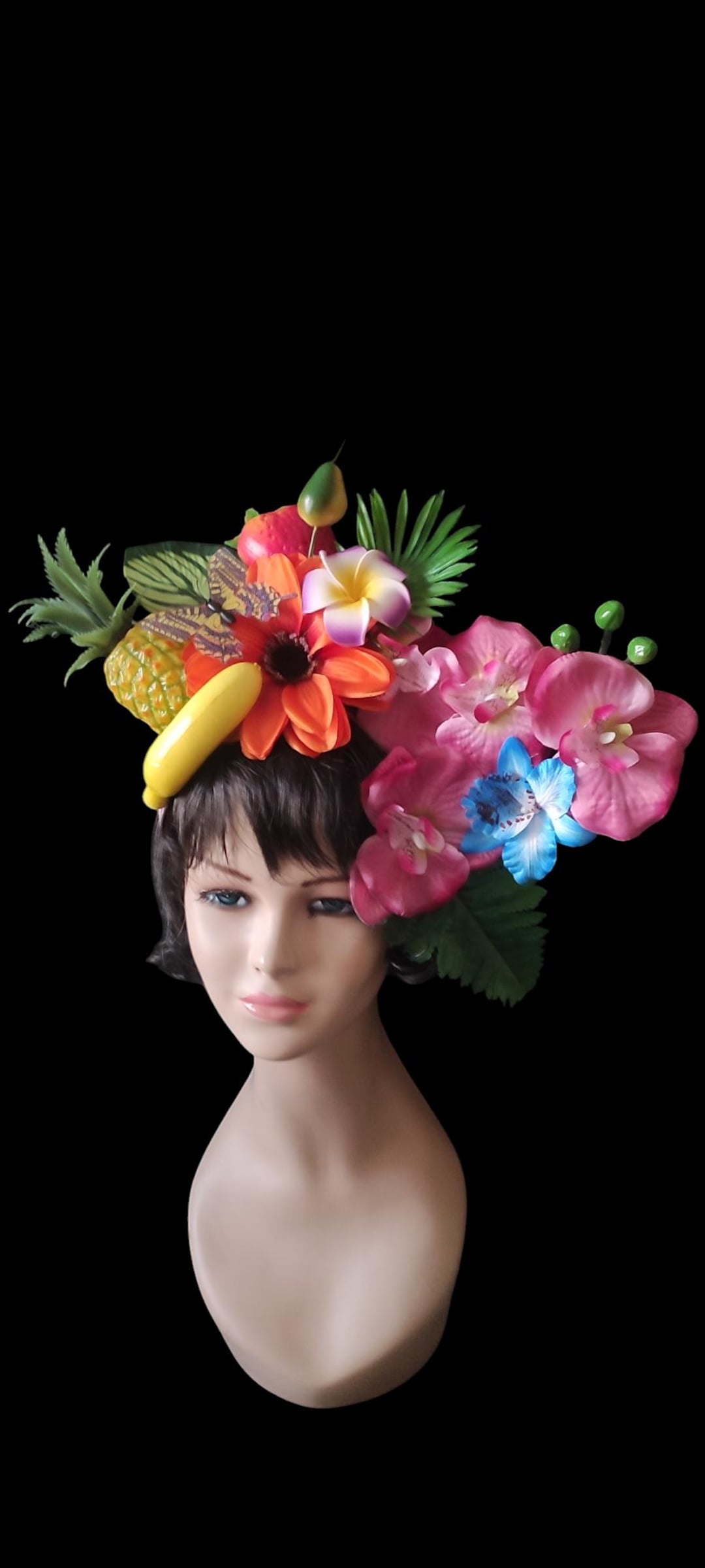Tropical Fruits Headpiece Tiki Headdress Carmen Miranda Style Fruit ...