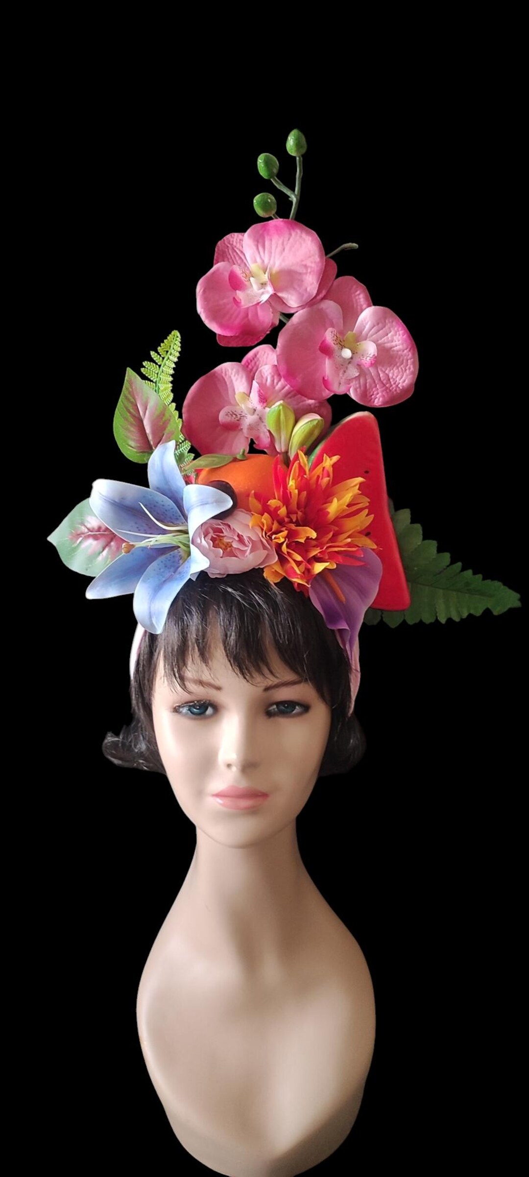 Pink Fruit Turban Hat Tutti Frutty Hat Fruit Headdress Fruit Hat Adult ...