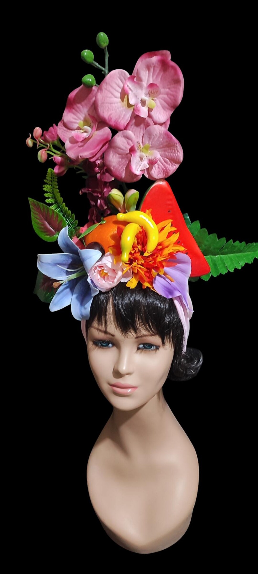 Pink Fruit Turban Carmen Miranda Hat Exotic Tropical Hat Fruit ...
