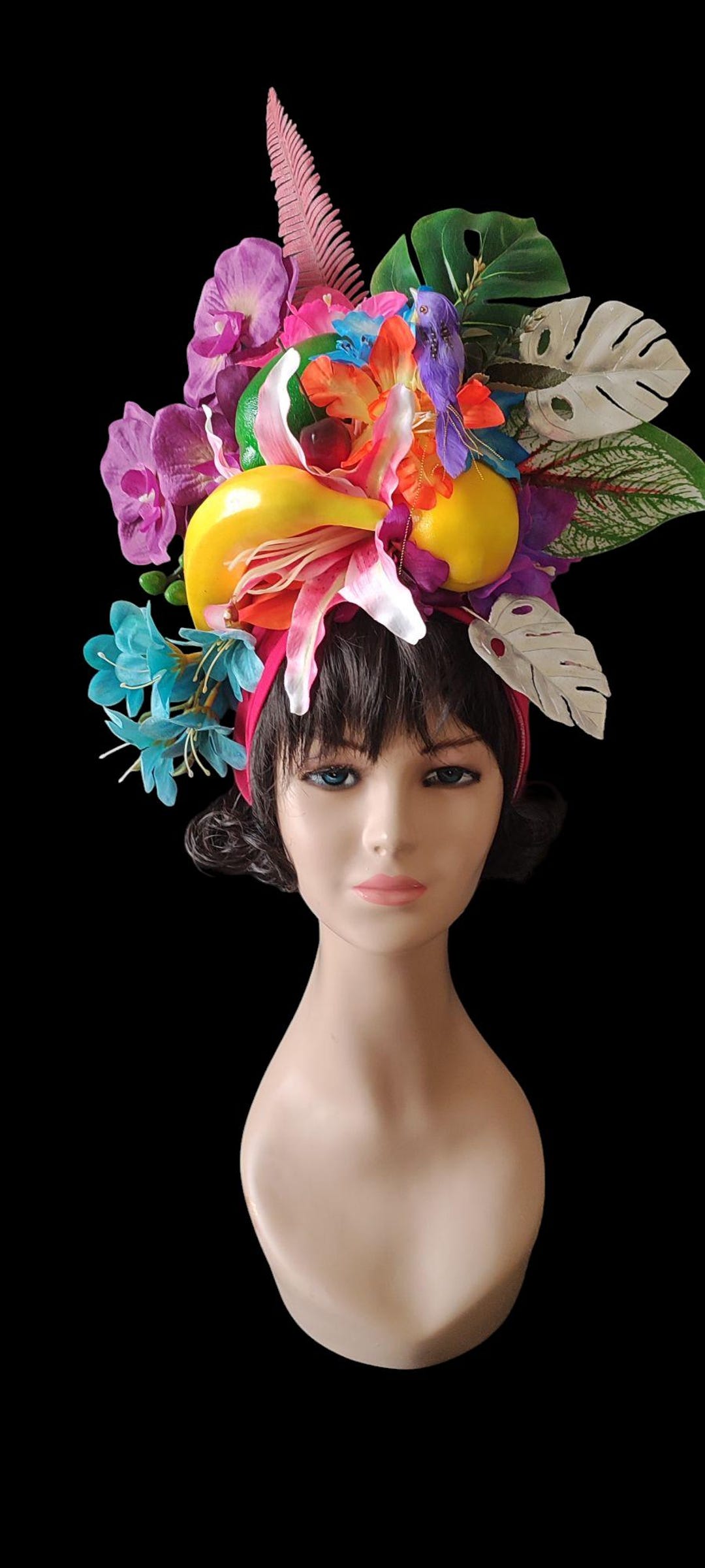 Hot Pink Fruit Hat Adult Tropical Headdress Carmen Miranda Outfit ...