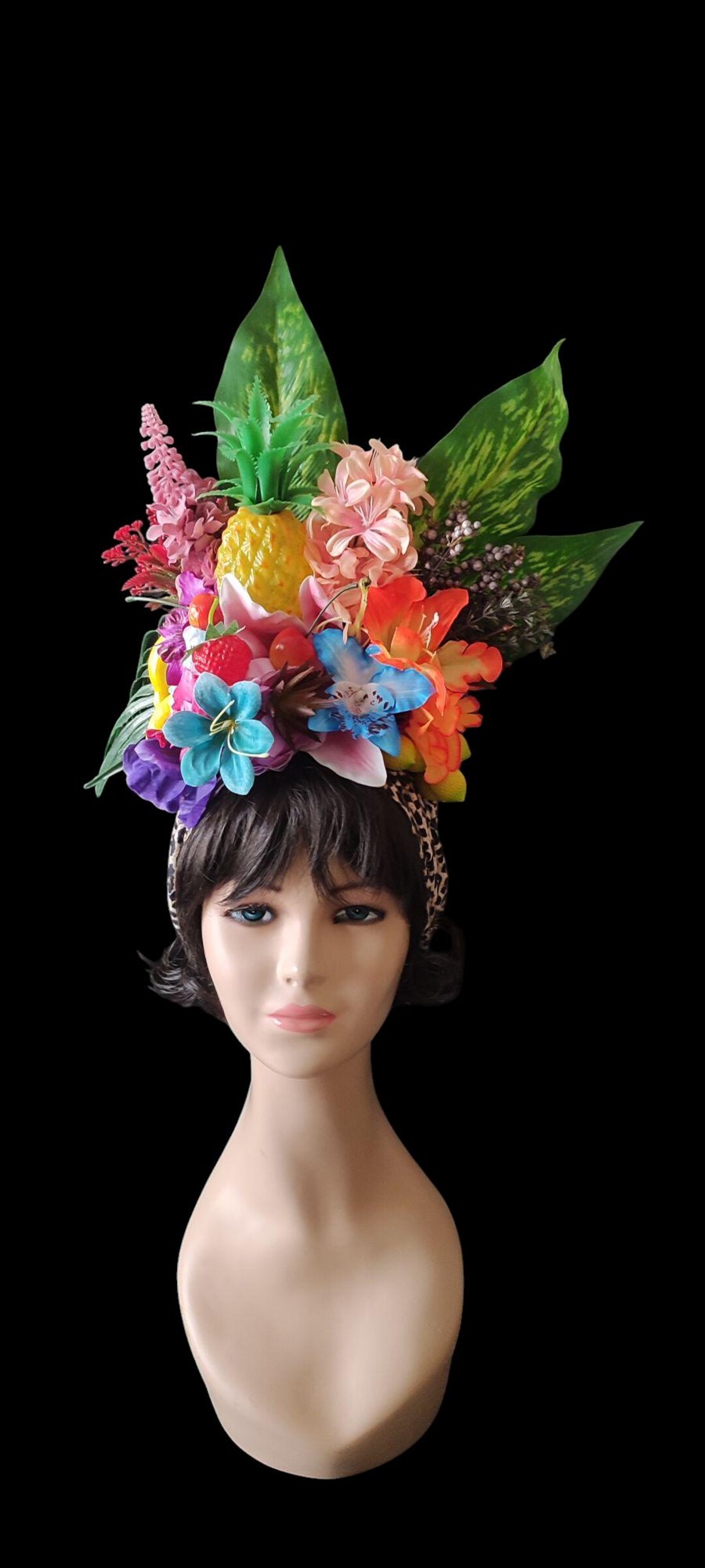 Leopard Fruit Hat Carmen Miranda Hat Costume Tiki Headdress Tropical ...