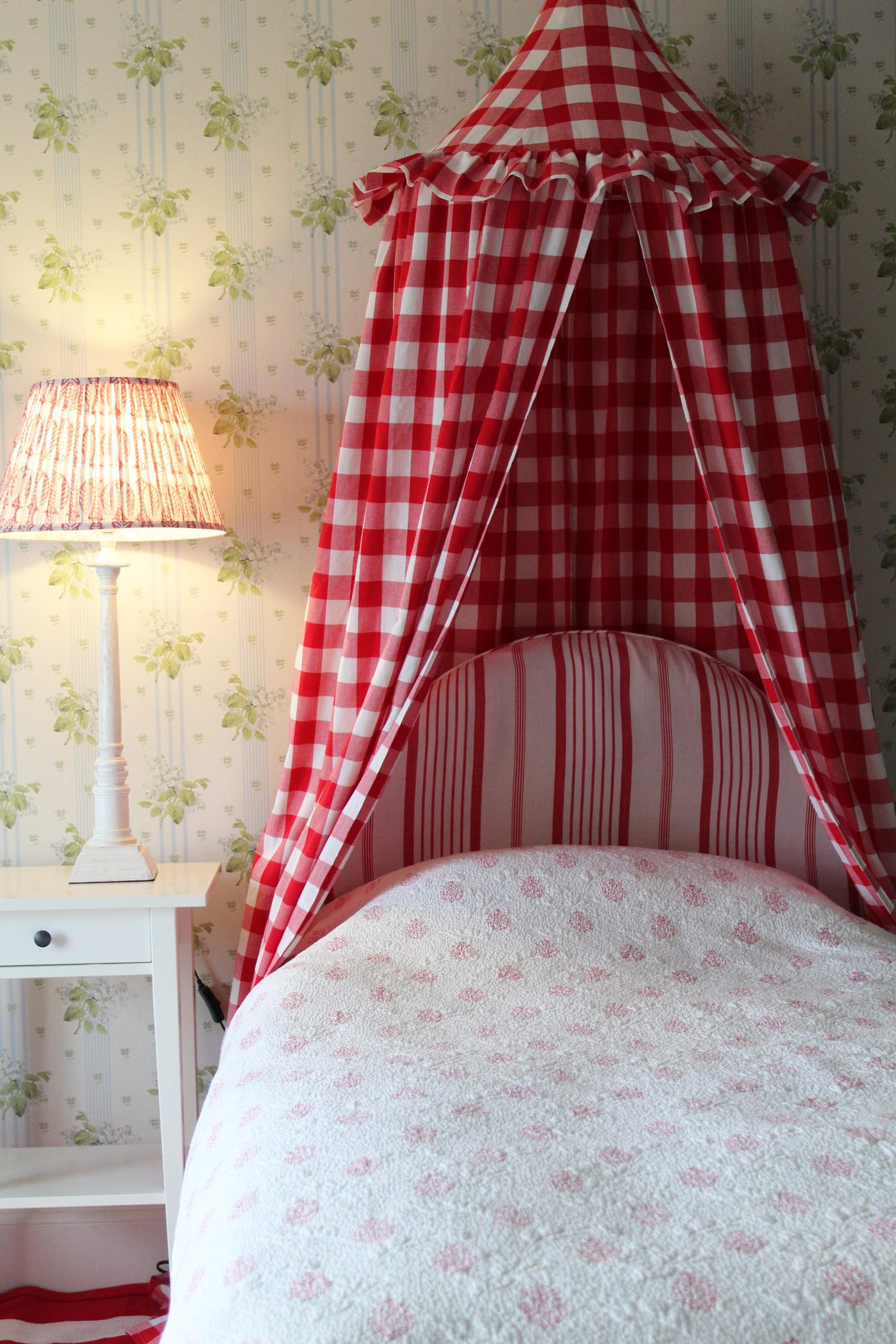 Ruffled Bed Canopy in Red Check - Etsy