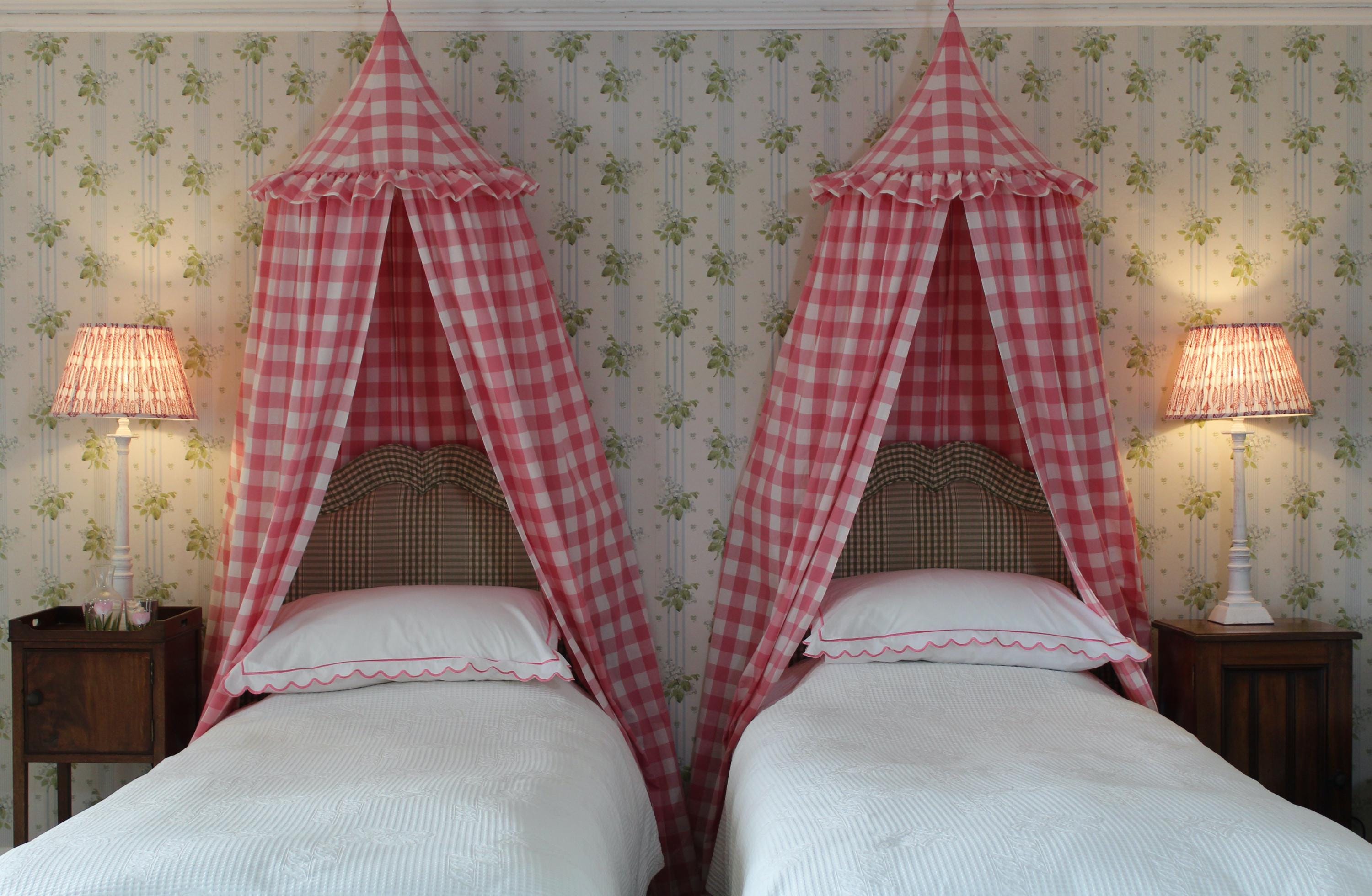 Ruffled Bed Canopy in Pink Check - Etsy