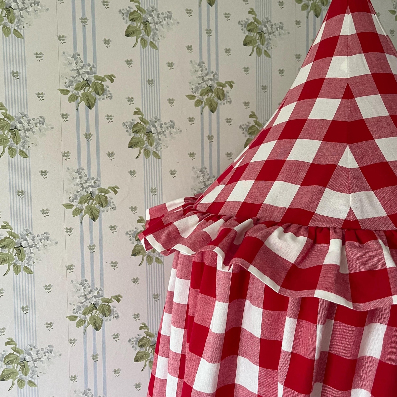 Ruffled Bed Canopy in Red Check - Etsy