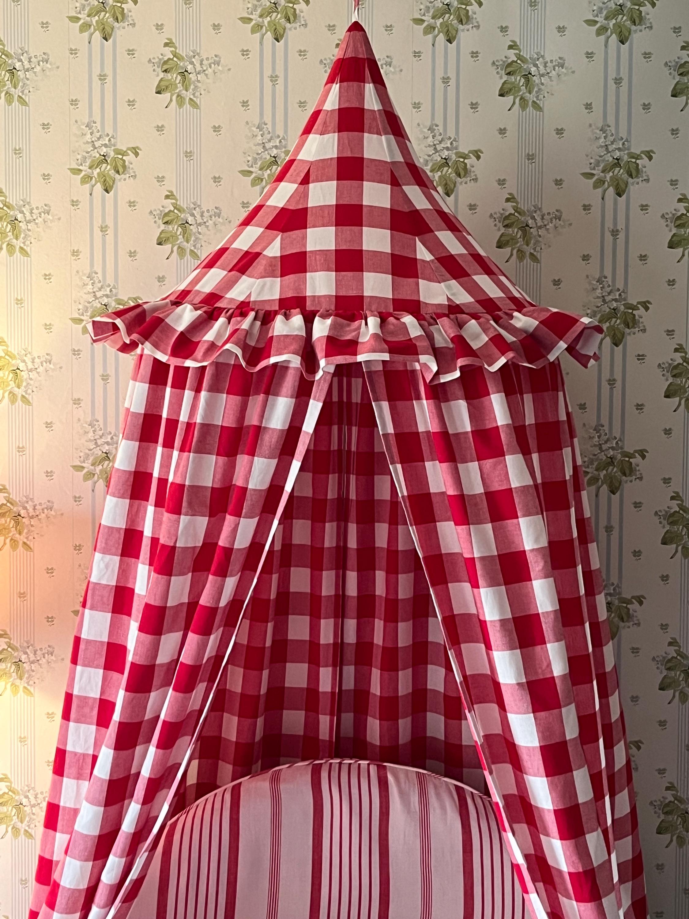 Ruffled Bed Canopy in Red Check - Etsy