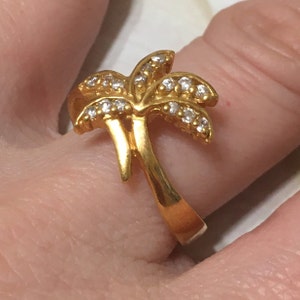 Beautiful Hawaiian Large Palm Tree Ring, Sterling Silver Yellow-gold ...
