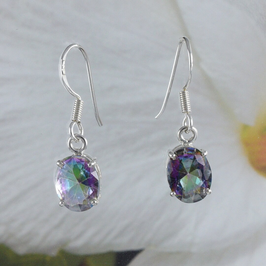 Gorgeous Hawaiian Genuine Rainbow Mystic Topaz Earring Sterling Silver