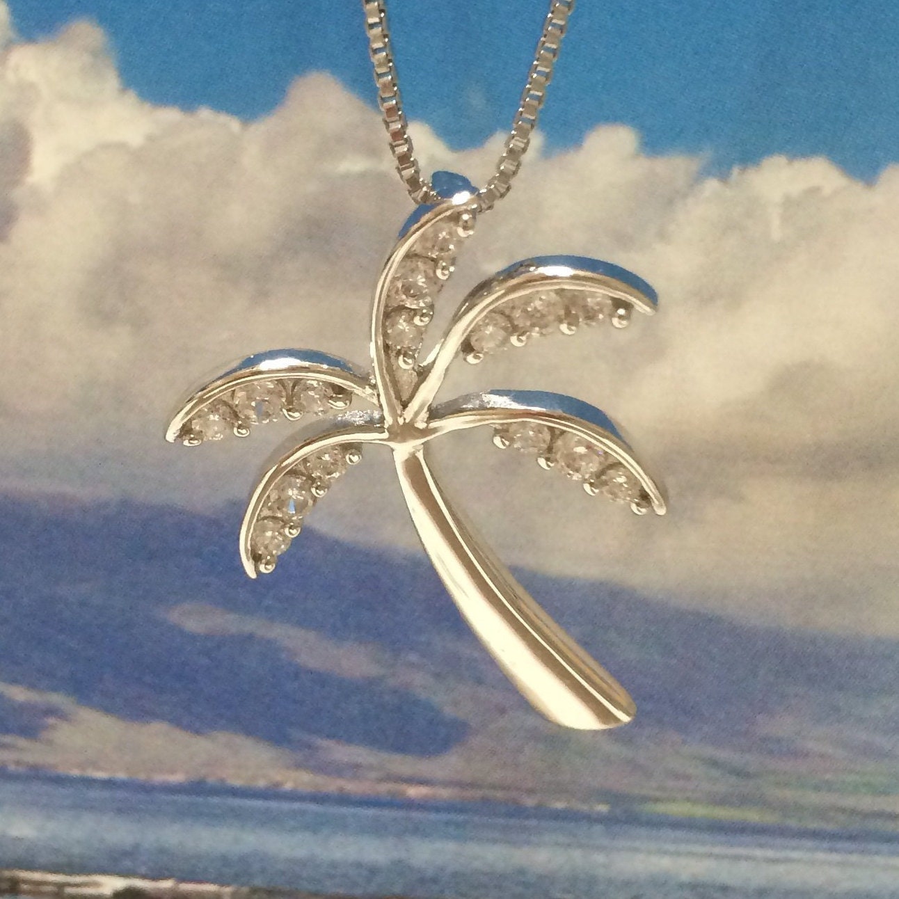 Beautiful Hawaiian Palm Tree Necklace Sterling Silver Palm | Etsy
