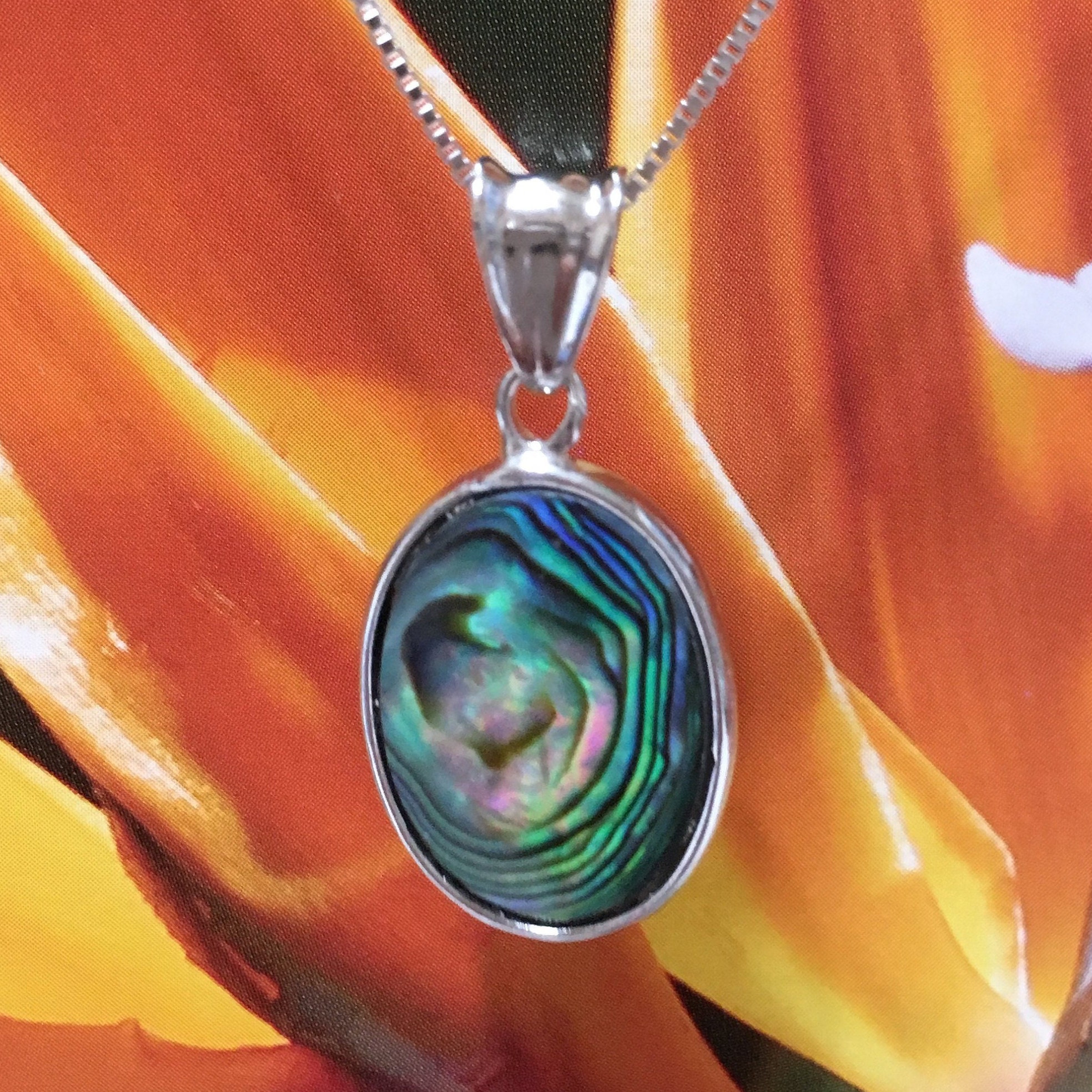 Beautiful Hawaiian Genuine Paua Shell Necklace Sterling - Etsy UK