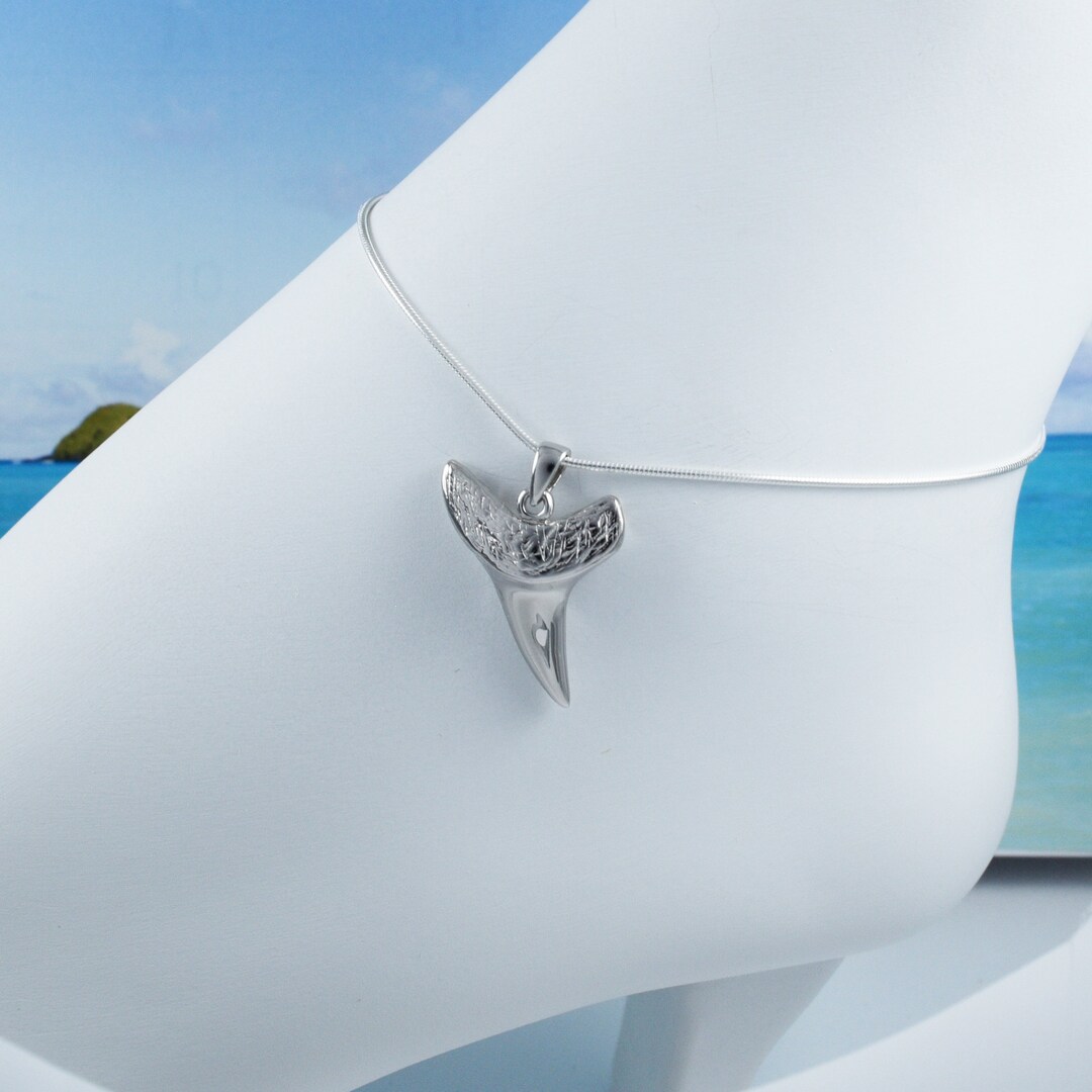 Unique Hawaiian 3D Shark Teeth Anklet or Bracelet, Sterling Silver ...